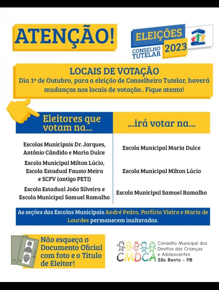 Cmdca De São Bento Divulga Locais De Votação Para O Processo De Escolha
